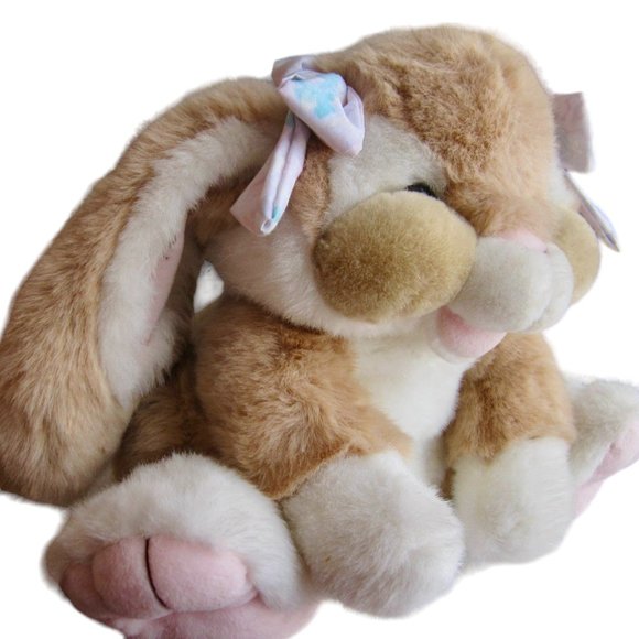 Commonwealth Toys | Toys | Vintage 92 Commonwealth Tan Plush Cheeky Bunny Rabbit Floral Bow ...